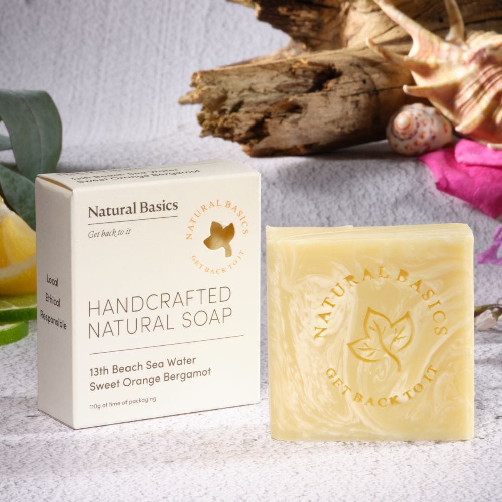 Buy Natural Basics Handcrafted Soap 110g - 13th Beach Sea Water & Sweet Or – Biome New Zealand ...